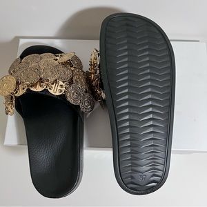 Paco Rabanne | Shoes | Paco Rabanne Tresor Pool Sandals With Aged Metal ...